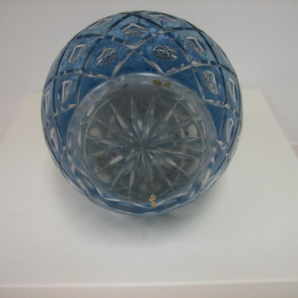 Accents | Vintage Blue Cut Glass Vase | Poshmark